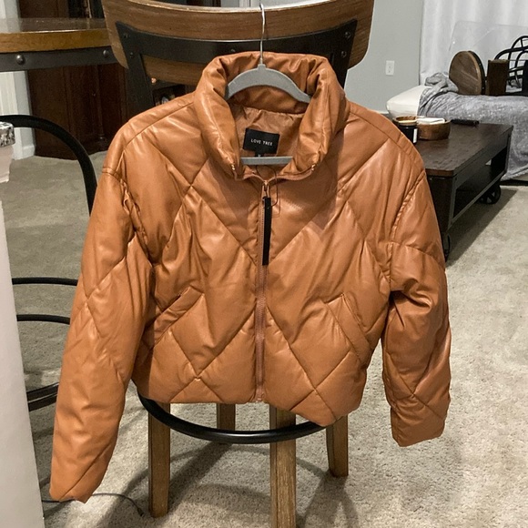Love Tree | Jackets & Coats | Love Tree Devi Faux Leather Puffer Jacket ...